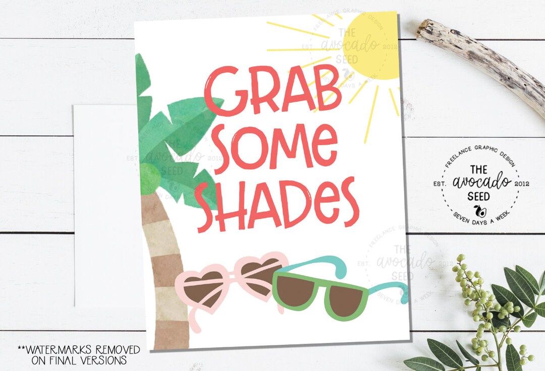 Grab Some Shades Sunglass Station Sign - Instant Download - Etsy