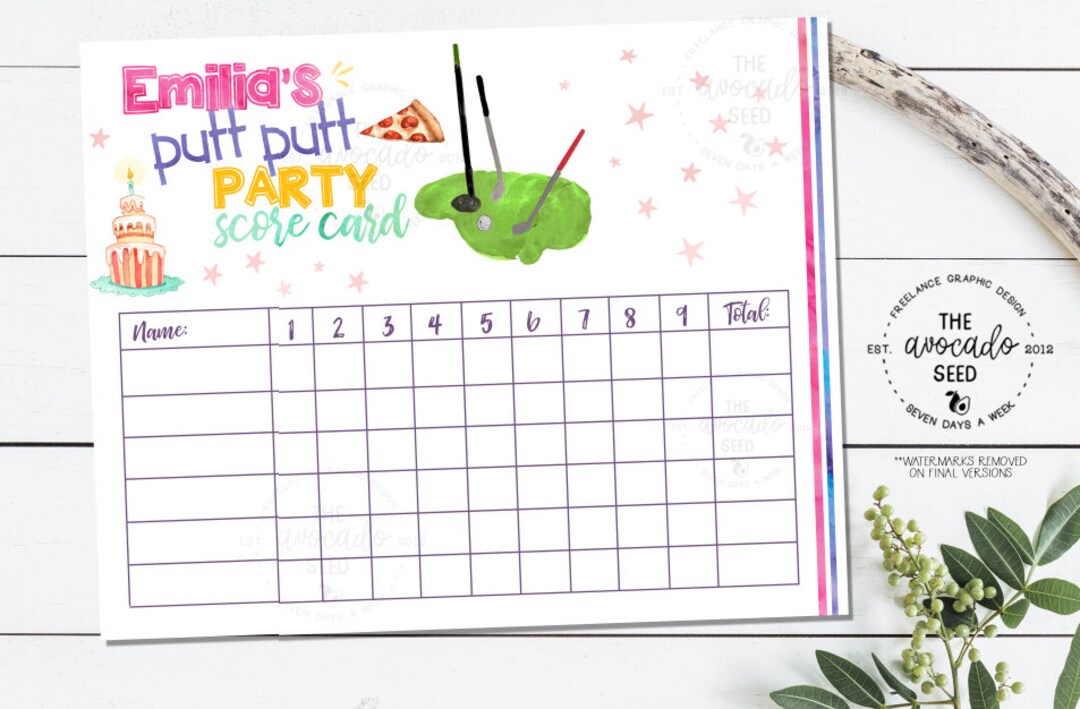 Mini Golf Putt Putt Party Score Card - Pink Version - Digital File or ...