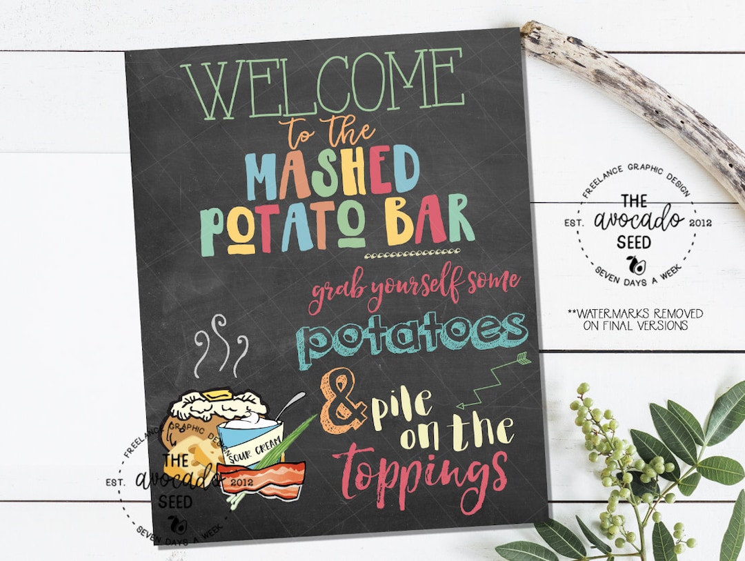 Chalkboard Mashed Potato Bar Sign - Digital File - INSTANT DOWNLOAD - 2 ...