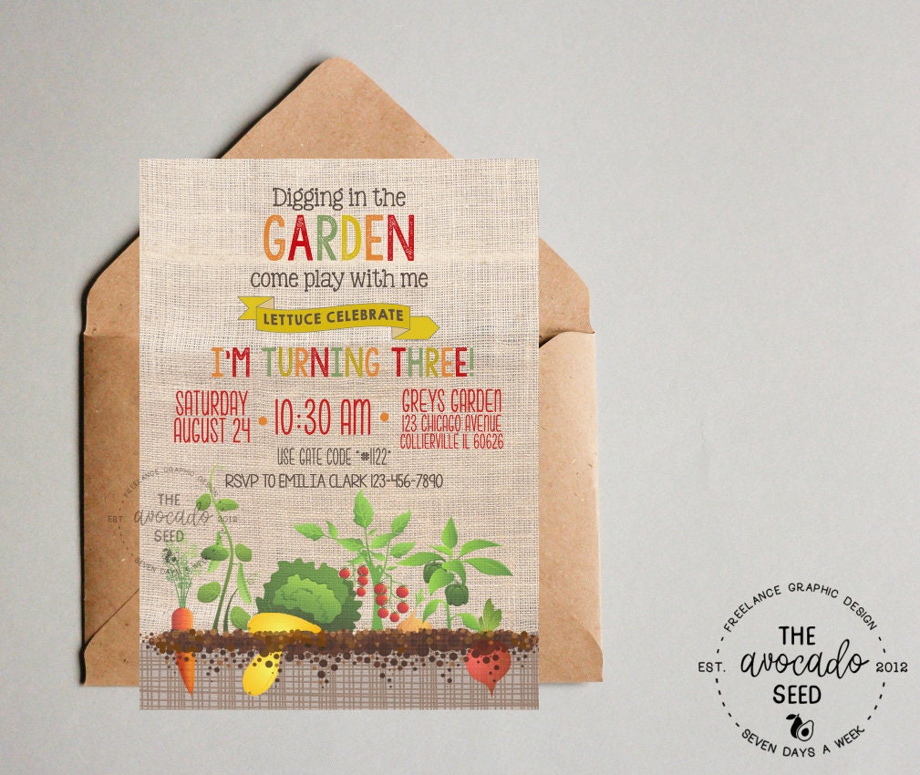 Garden Birthday Invitation - Digital File or Prints With Envelopes - Etsy
