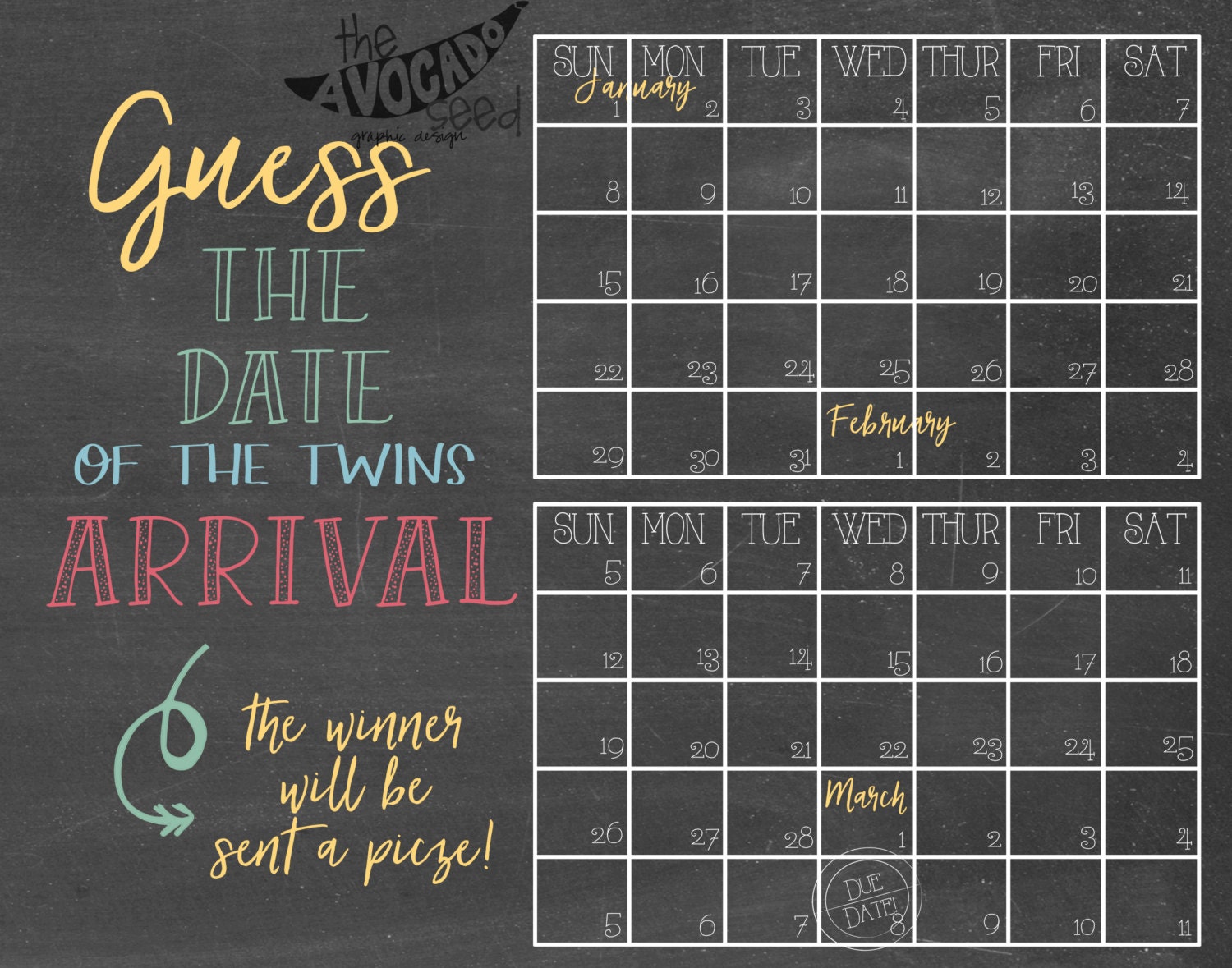 Guess the Due Date ANY SIZE Printable DIY Printing | Etsy