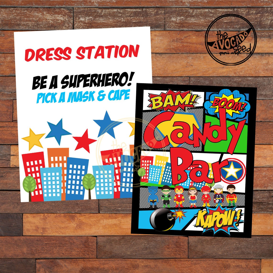 Superhero Party Signs Candy Bar & Dress Station 8x10 DIY | Etsy