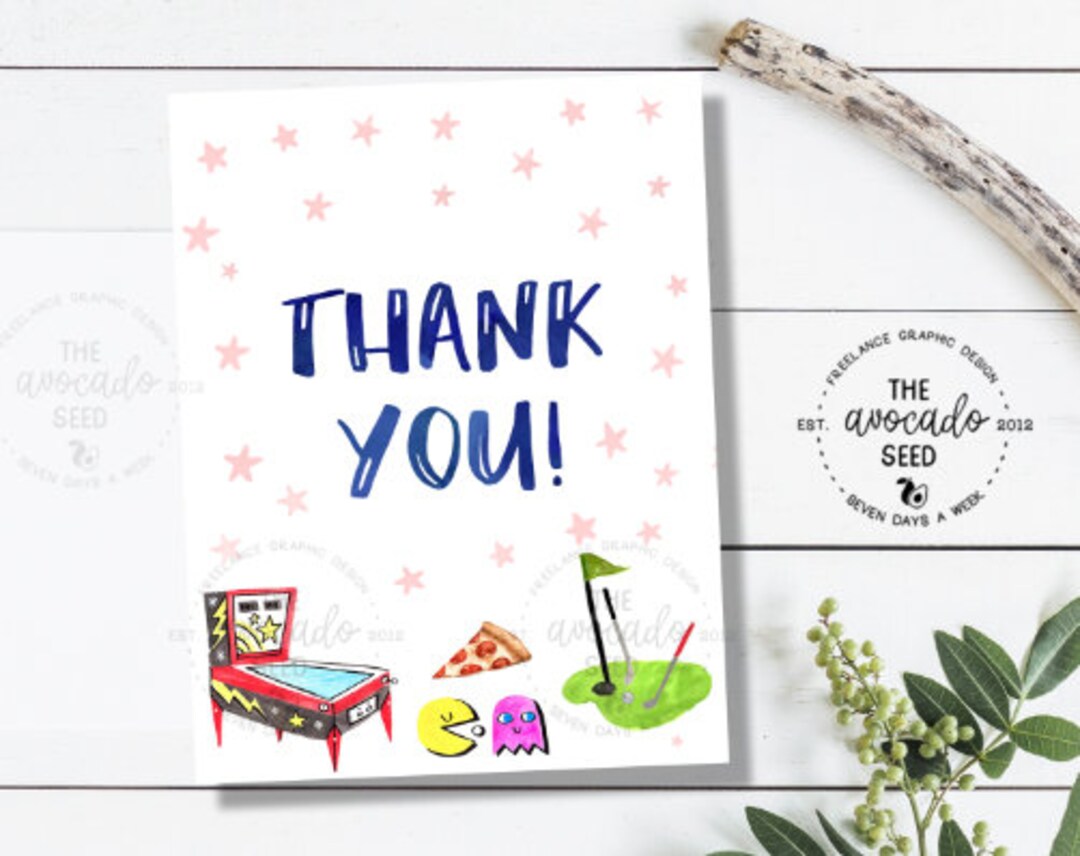 Mini Golf Arcade Pizza Thank You Card - Digital File or Prints - Etsy