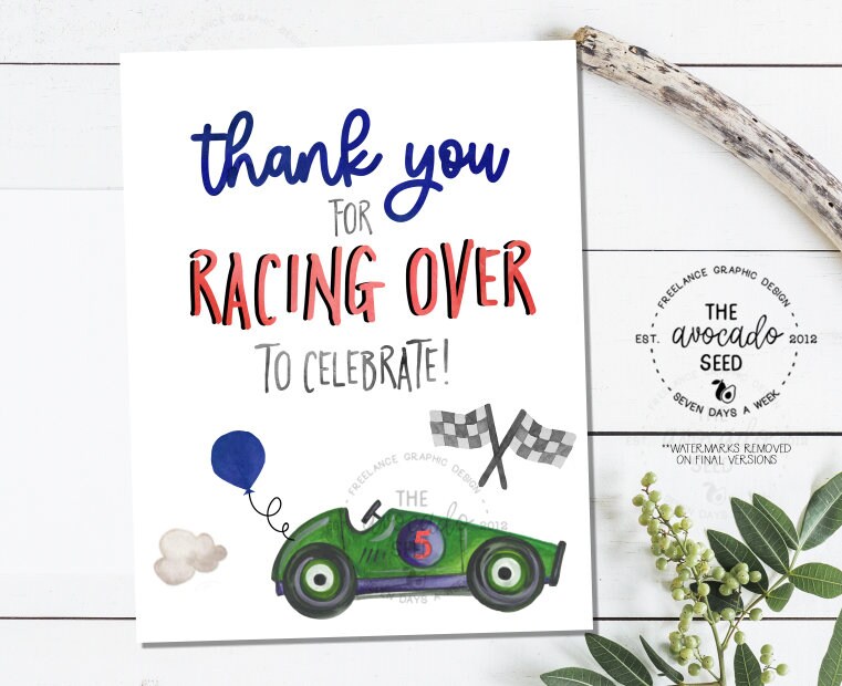 Racing Birthday Thank You Card Digital File or Prints - Etsy