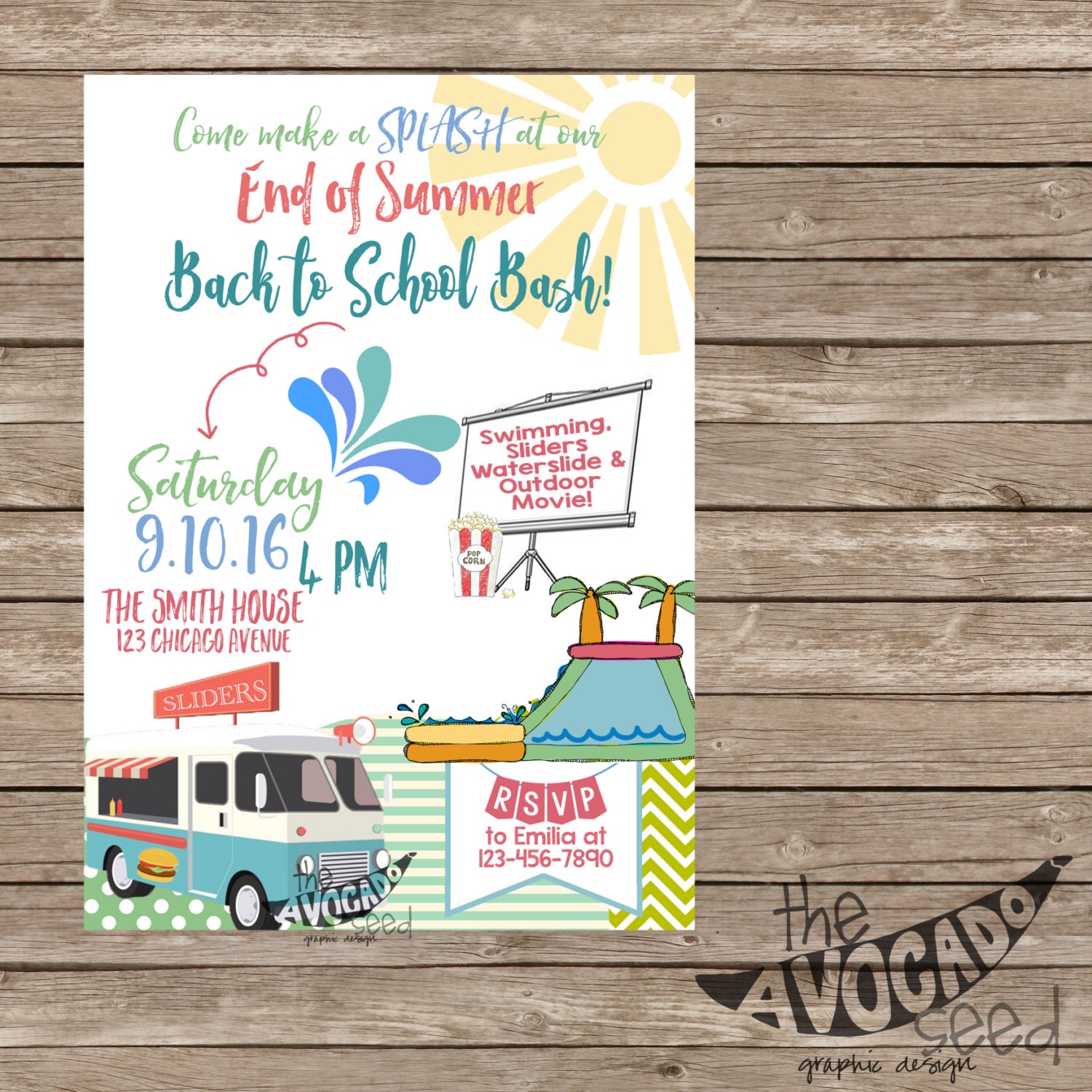 End of Summer Backyard Bash Invitation - DIY Printing or Professional ...