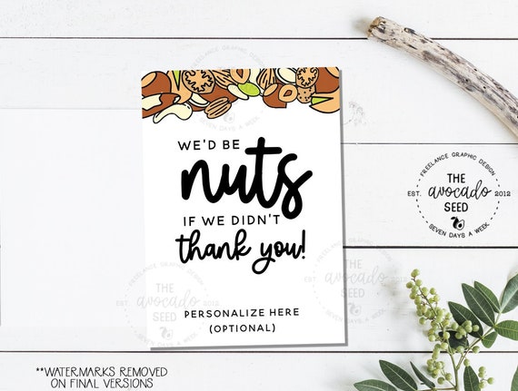 Nuts Thank you Gift Card Instant download convo for prints | Etsy