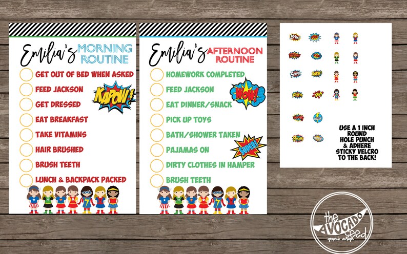 Superhero Girl Daily Routine Charts Super Cute and Very - Etsy