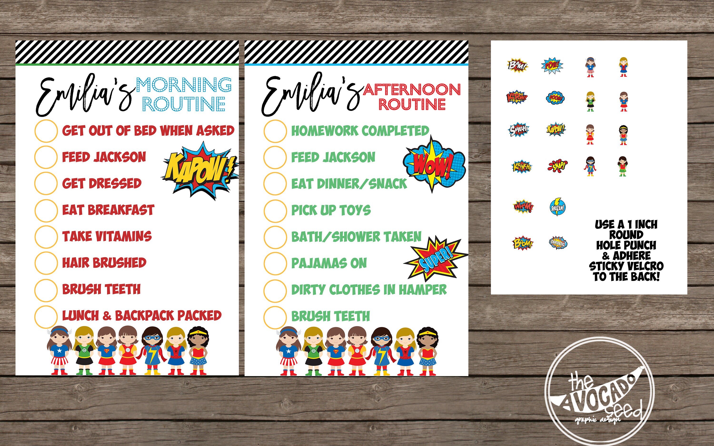 Superhero Girl Daily Routine Charts Super cute and very | Etsy