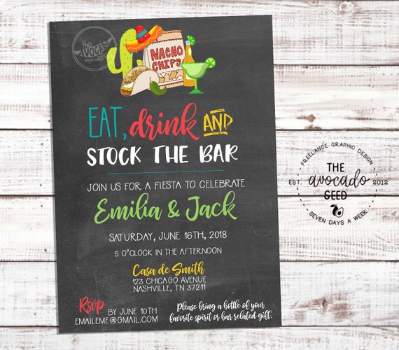 Eat Drink and Stock the Bar Fiesta Invitations DIY Printing | Etsy