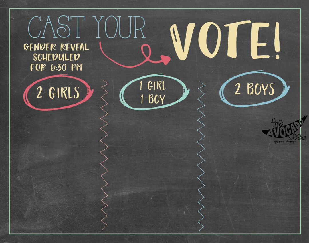 Vote on Twins Gender - Gender Reveal 8x10 Printable - DIY Printing - Etsy