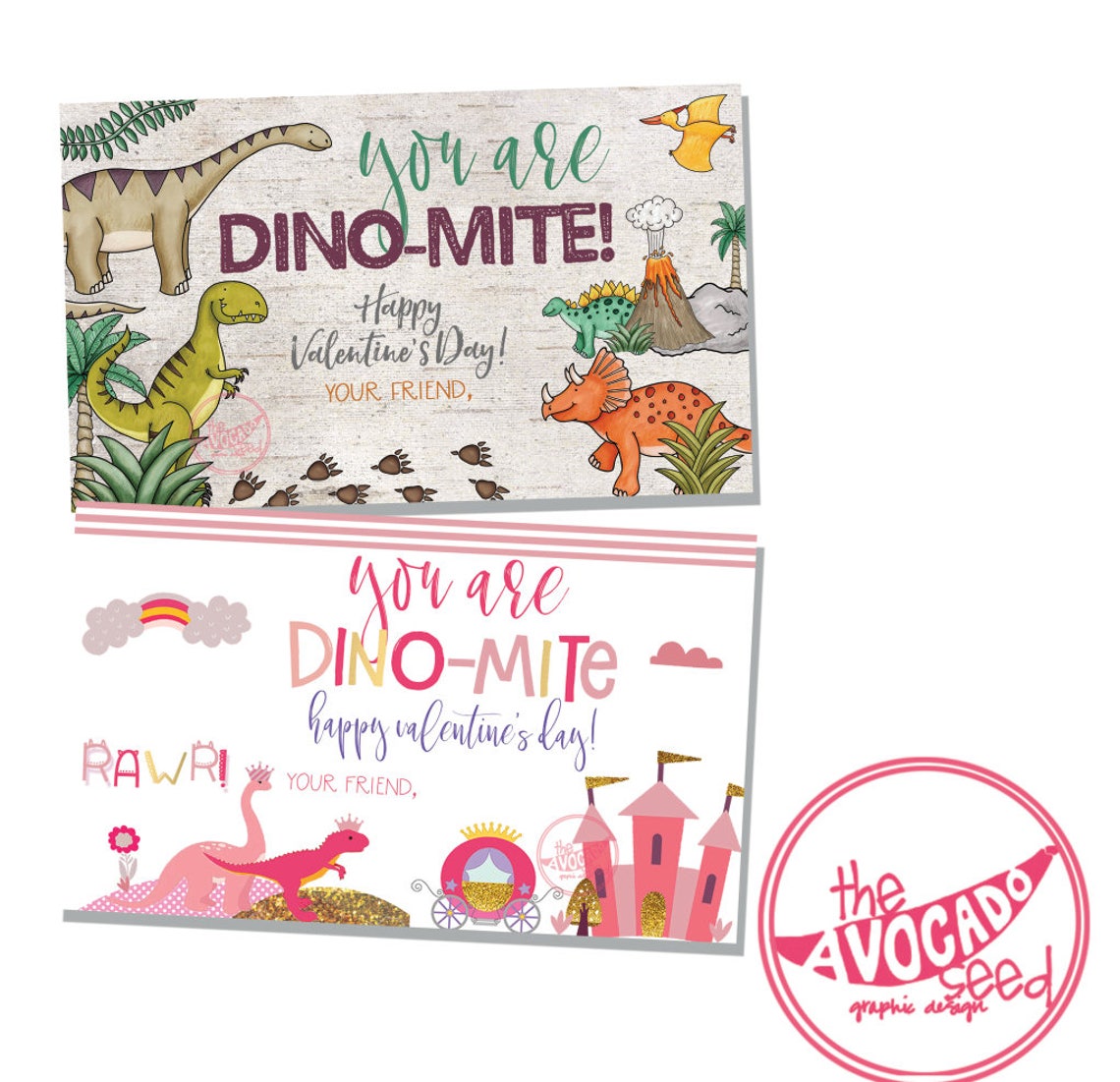 You Are DINOMITE Happy Valentine's Day Boy Dino Card Girl - Etsy