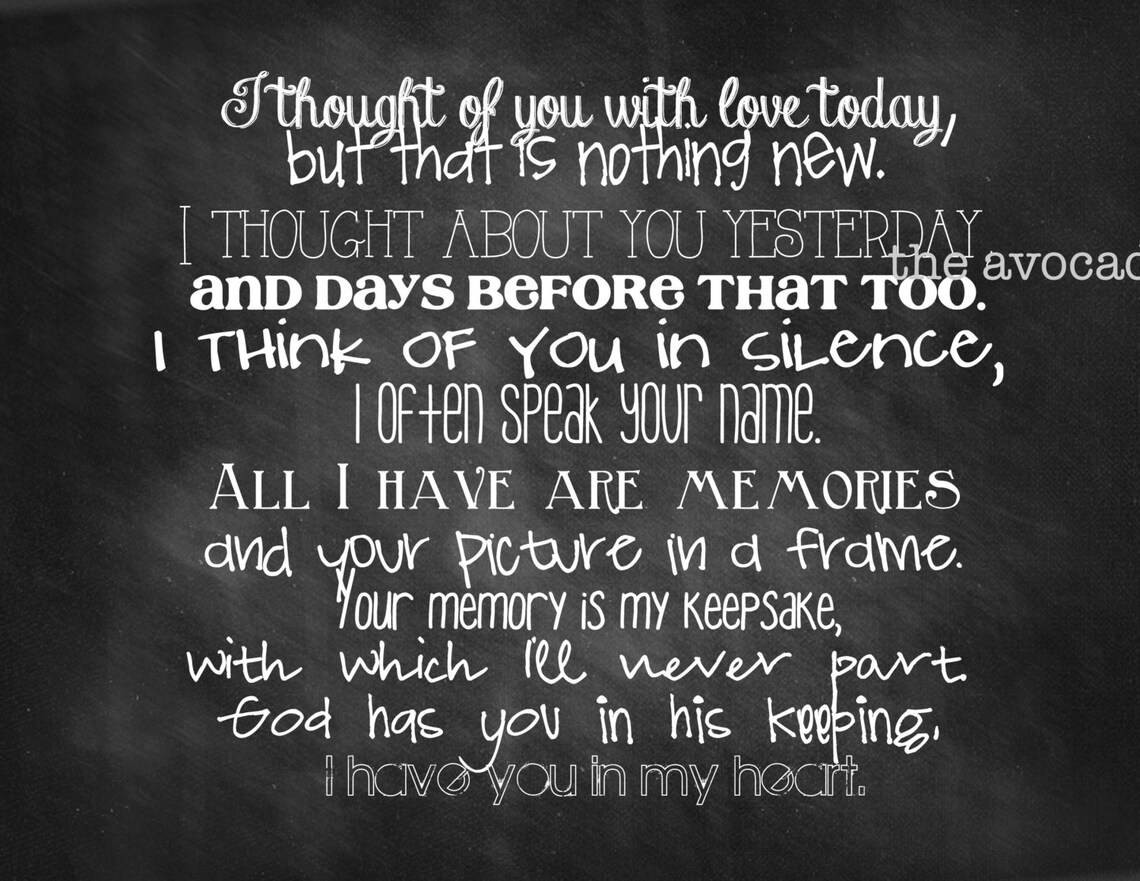 Chalkboard Poem for the Loss of a Dear Loved One - Etsy