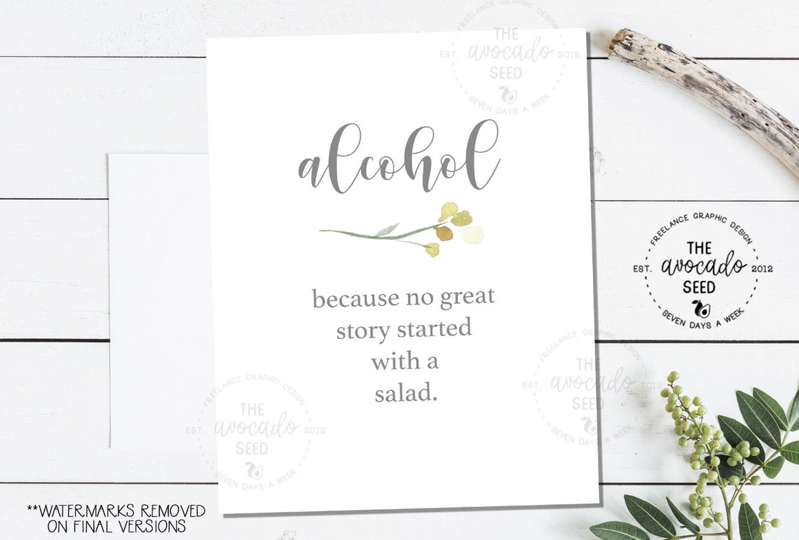 Alcohol Wedding Printable Digital File Instant Download - Etsy