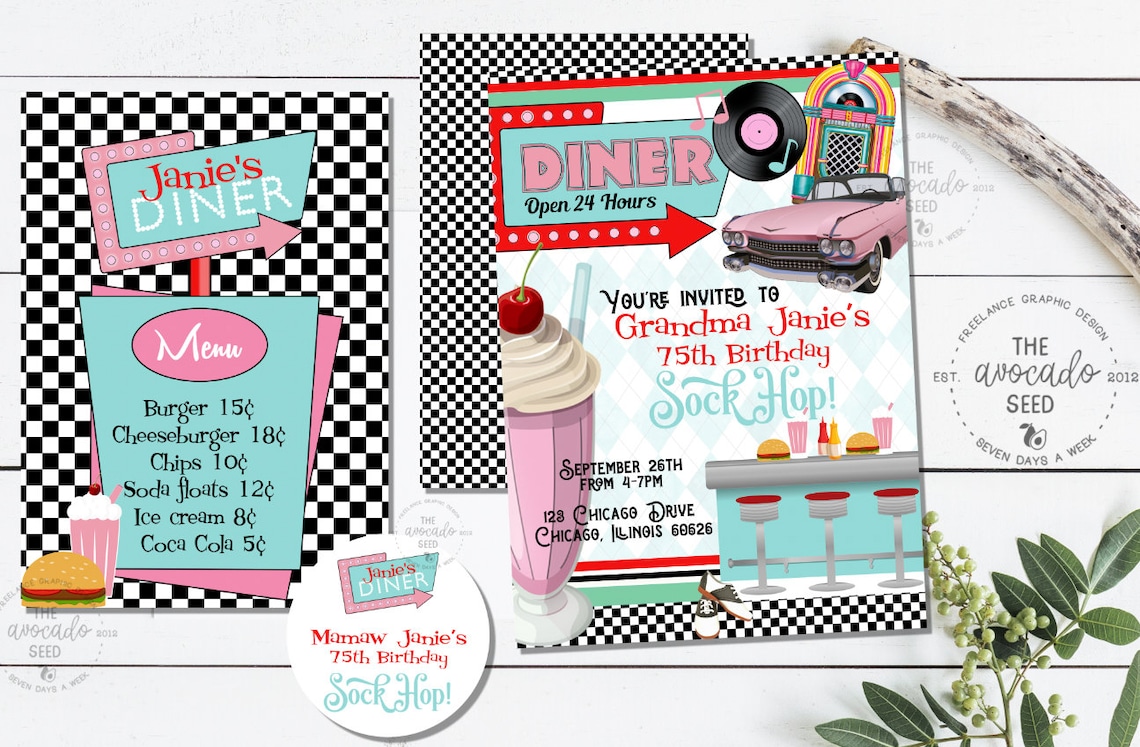Sock Hop Retro Diner Birthday or Any Event Invitation | Etsy