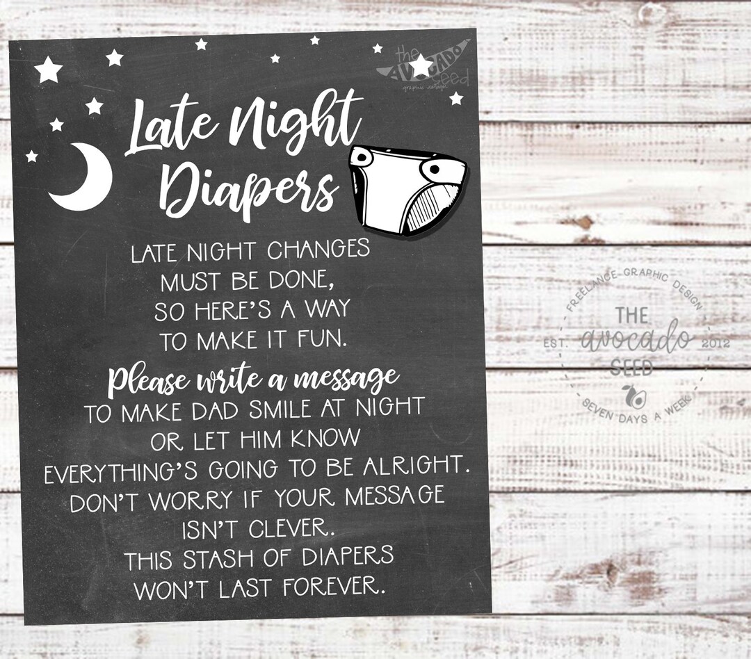 Late Night Diapers - Perfect for a Dude's Diaper Party - INSTANT ...