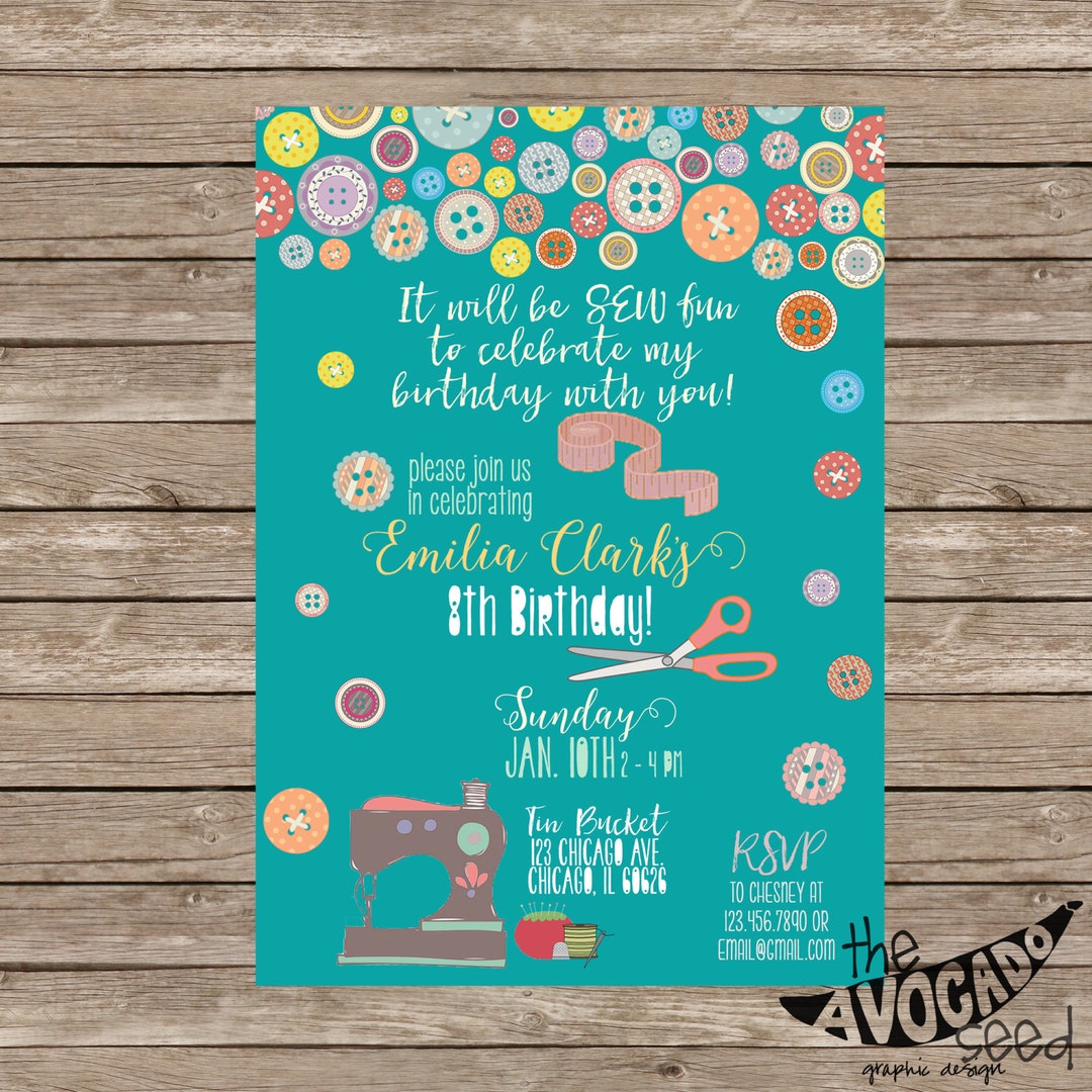 Adorable Sewing Birthday (or Any Event) Invitation - DIY Printing or ...