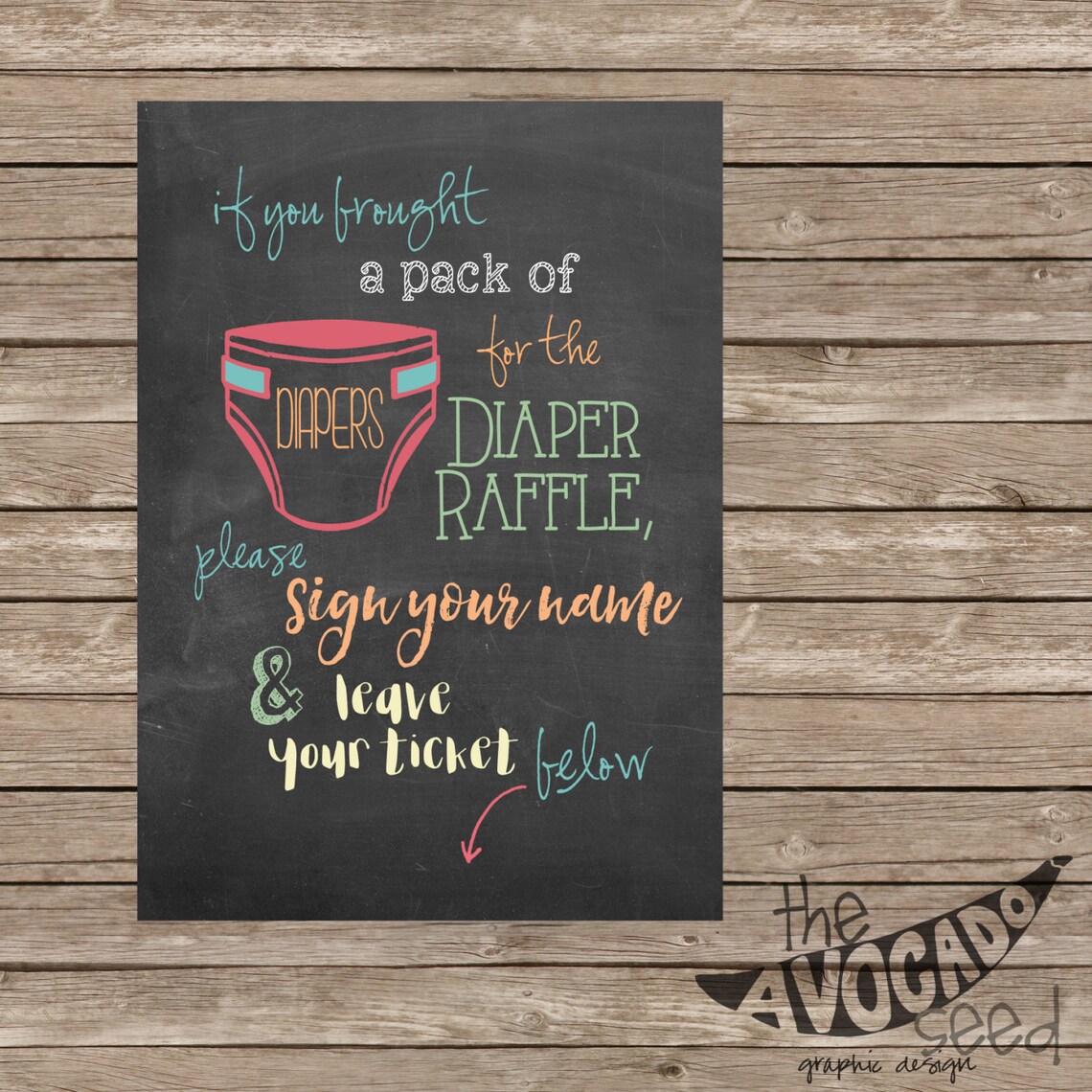 Chalkboard Baby Shower Diaper Raffle Sign DIY Printing | Etsy