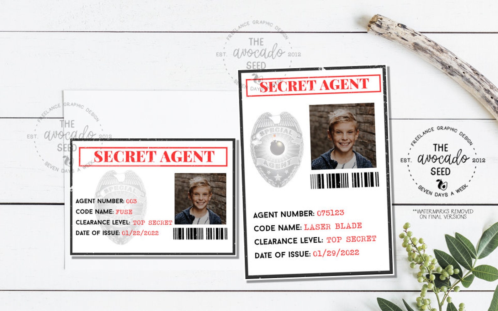 Secret Agent ID Badges Digital File or Prints Shipped - Etsy