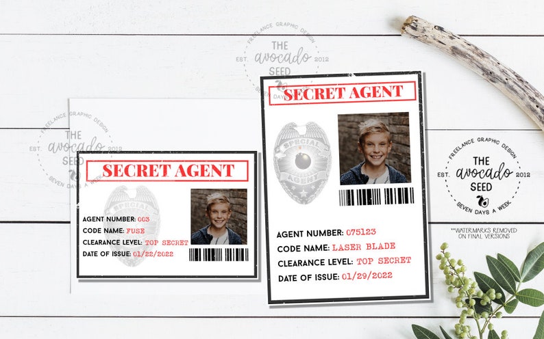 Secret Agent ID Badges Digital File or Prints Shipped - Etsy