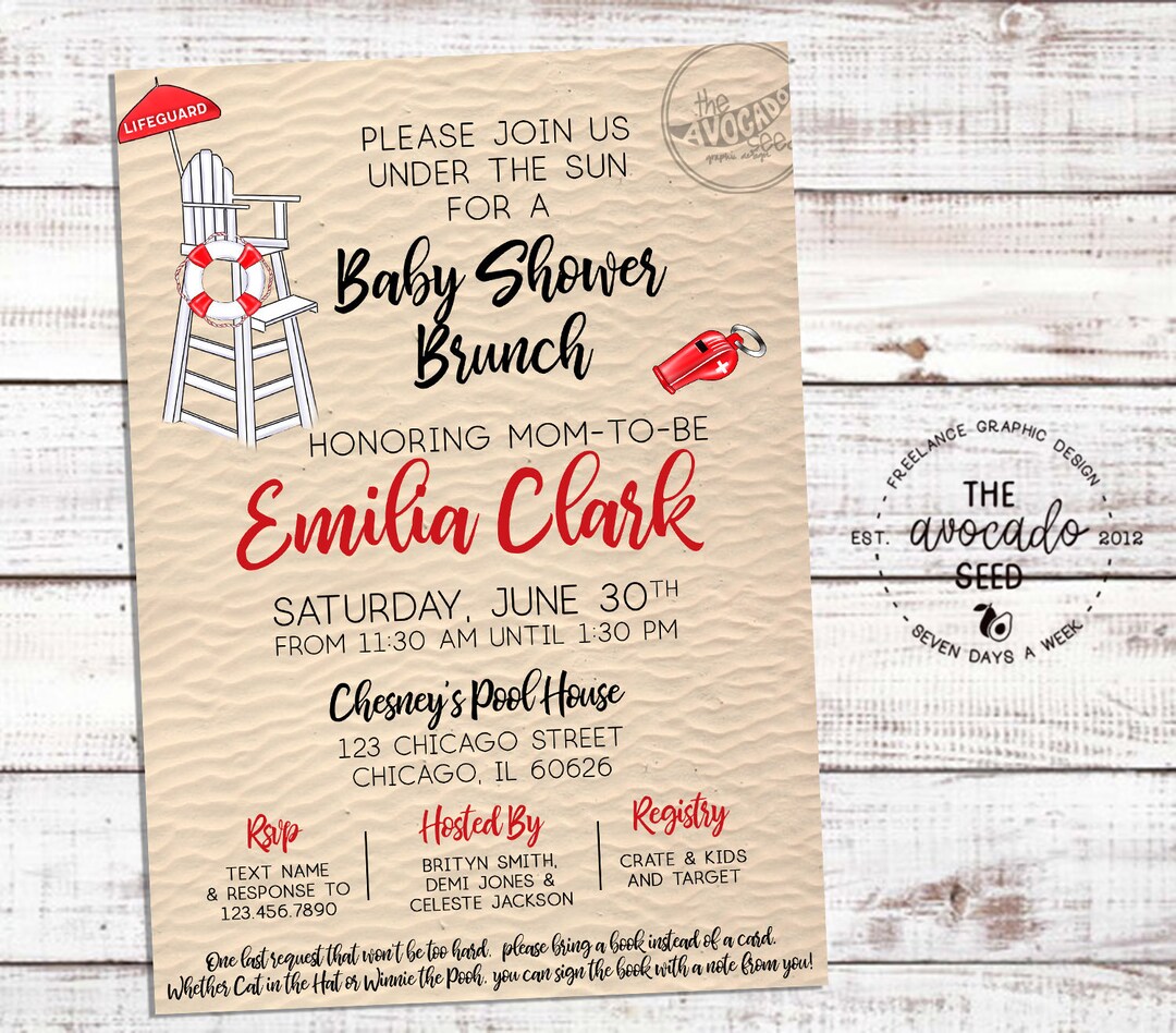Baywatch Baby Shower Invitations - Digital File or Prints - Etsy