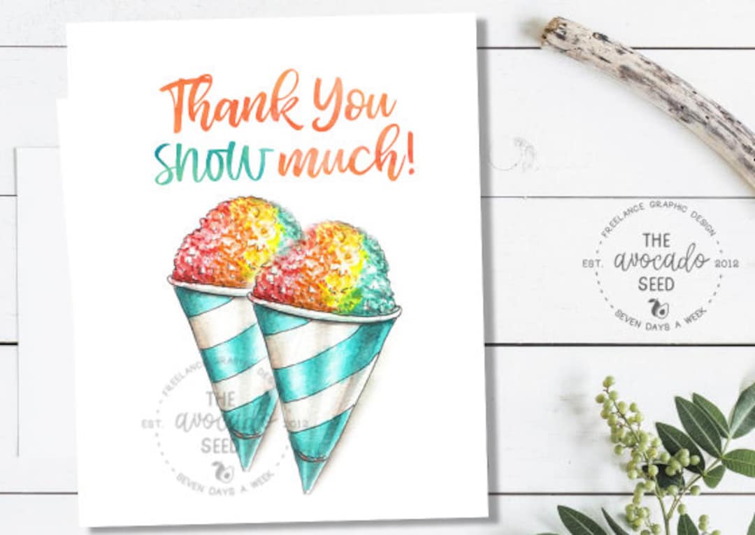 Snow Cone Thank You Card - INSTANT DOWNLOAD (if You Prefer Prints ...