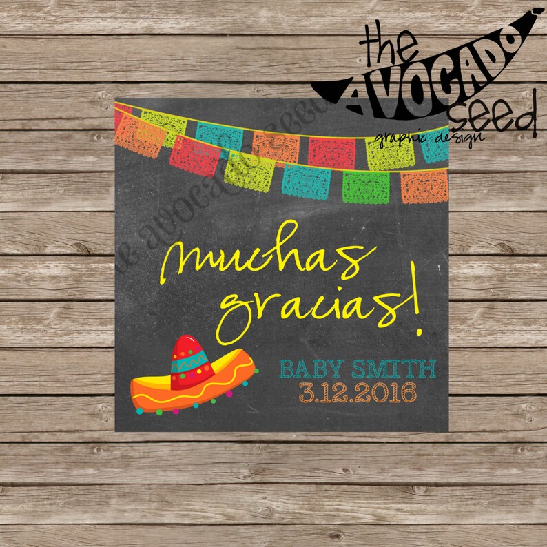 Mexican Spanish Fiesta Favor Thank You Tag DIY Printing OR - Etsy