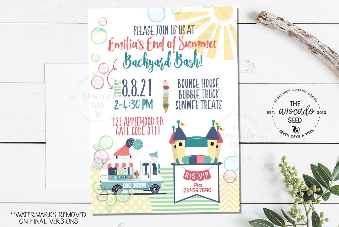 End of Summer Backyard Bash - End of Summer Partyy - Digital File or ...