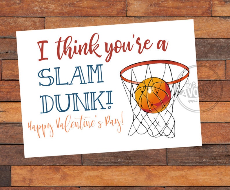 Basketball Sports Valentine Instant Download DIY Print see - Etsy