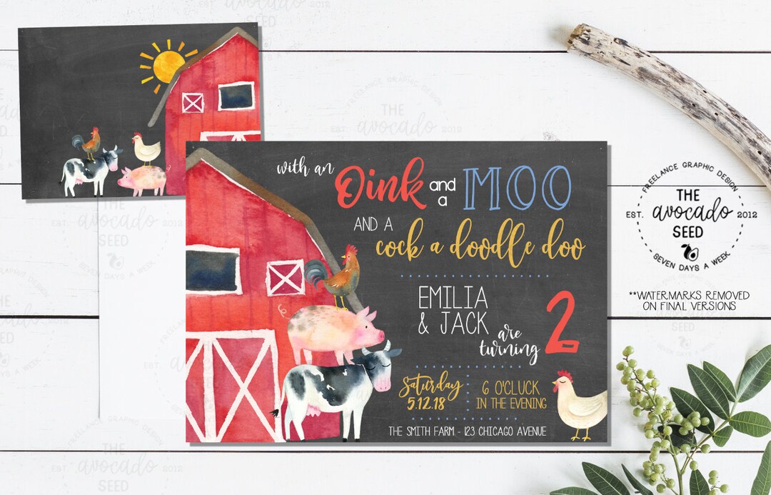 Oink, Moo, Cock a Doodle Doo! Farm Animals Birthday (or Any Event ...