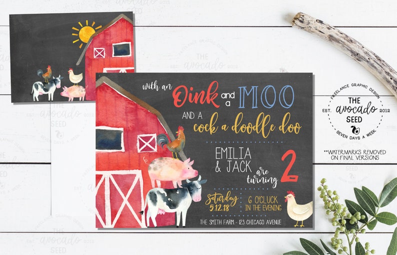 Oink Moo Cock a Doodle Doo Farm Animals Birthday or Any - Etsy