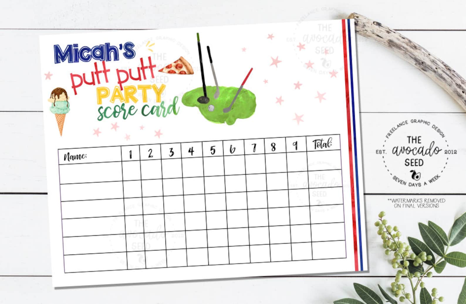 Mini Golf Putt Putt Party Score Card Blue Version Digital - Etsy