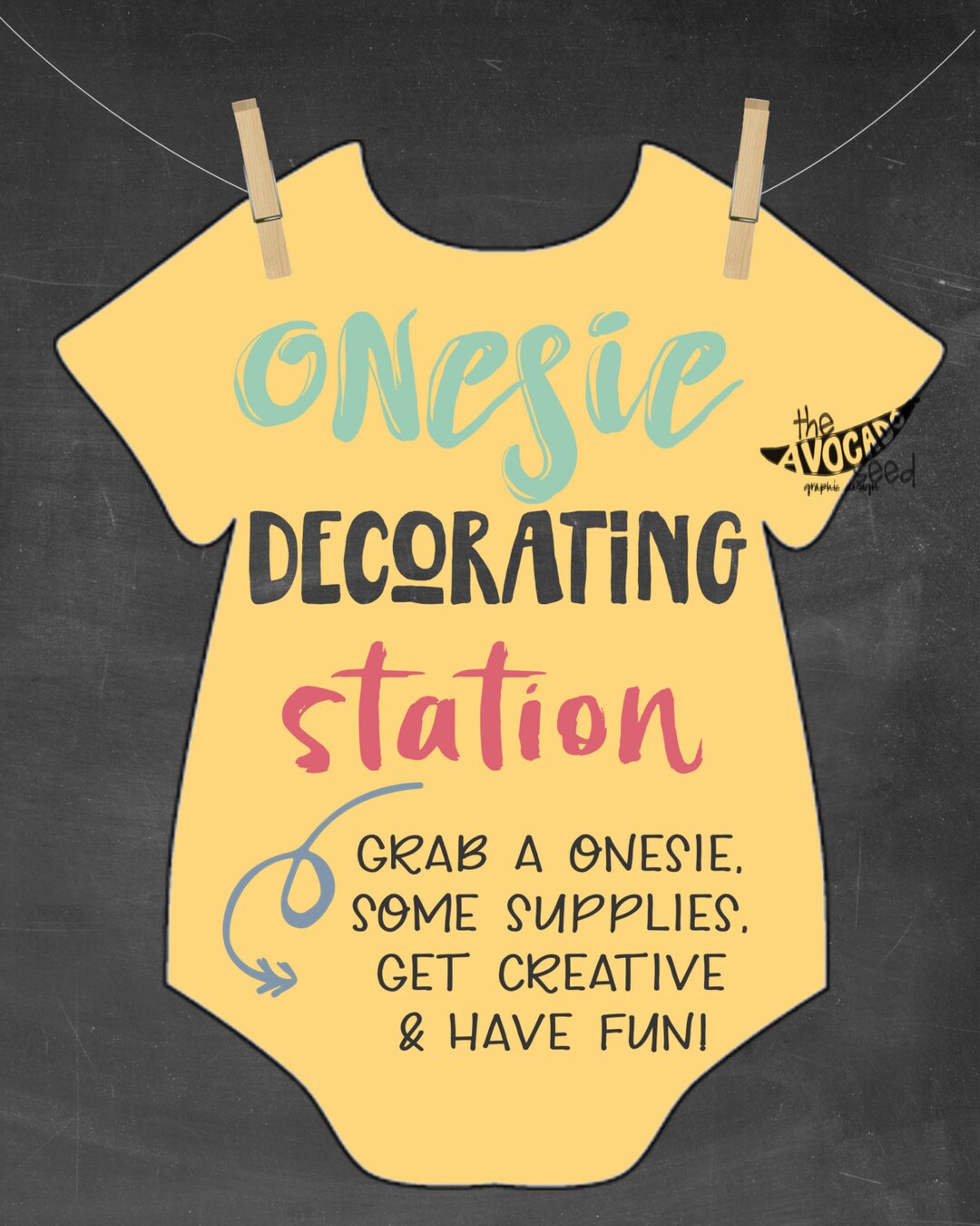 Onesie Decorating Baby Shower Activity 8x10 Printable - DIY Printing ...