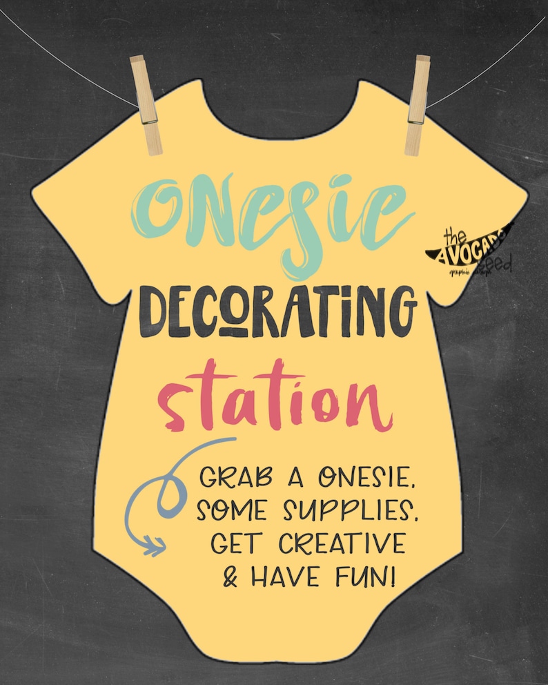 Onesie Decorating Baby Shower Activity 8x10 Printable - DIY Printing ...