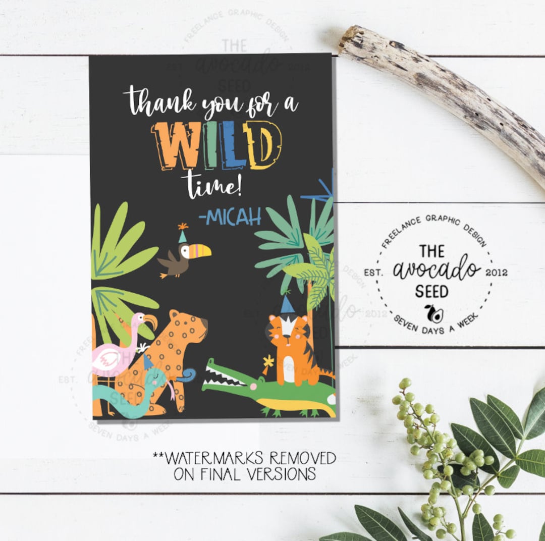 Wild Animal Favor Tag | TWO Wild Birthday Invitation Coordinating Tag ...