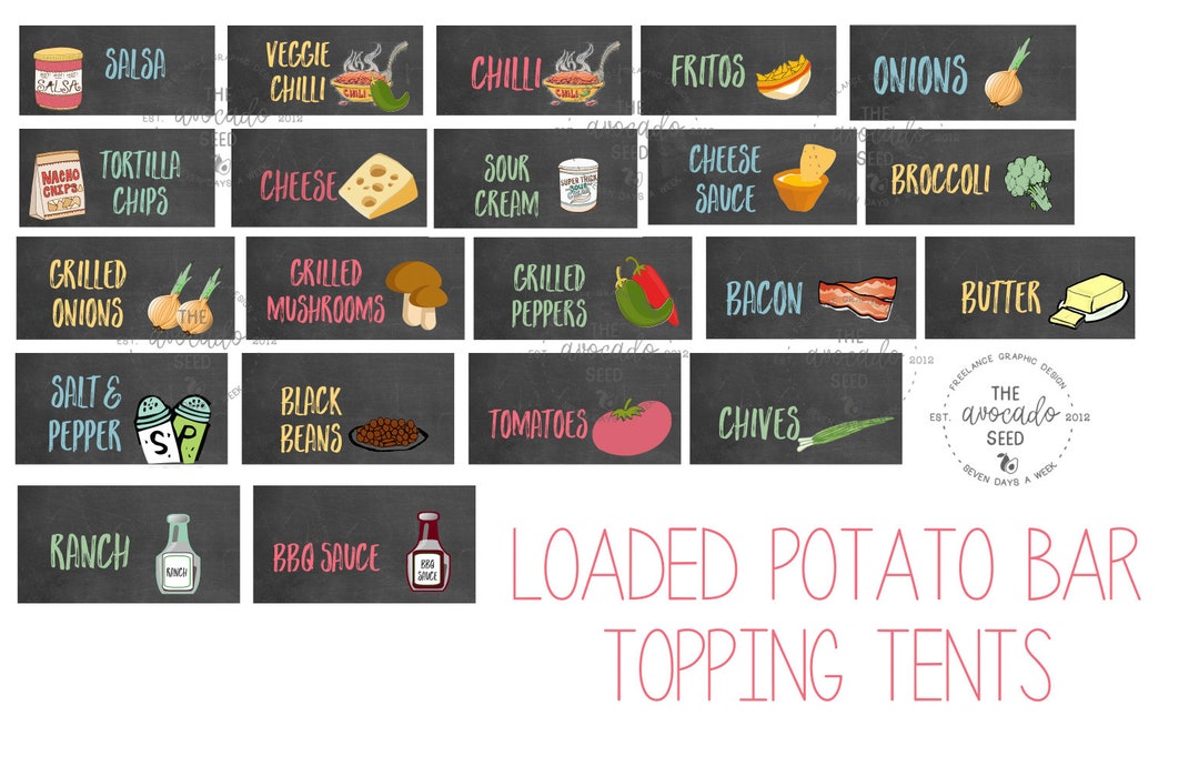 Loaded Potato Bar Food Tents - INSTANT DOWNLOAD Version - See Item ...