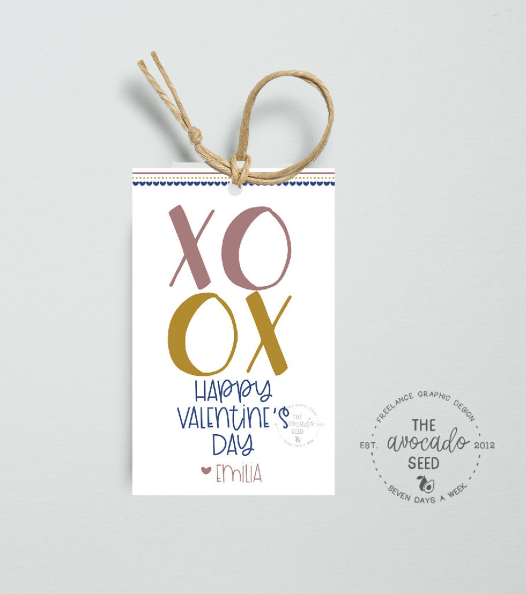 XO OX Friend, Teacher, Gender Neutral Valentine Tag - Instant Download ...