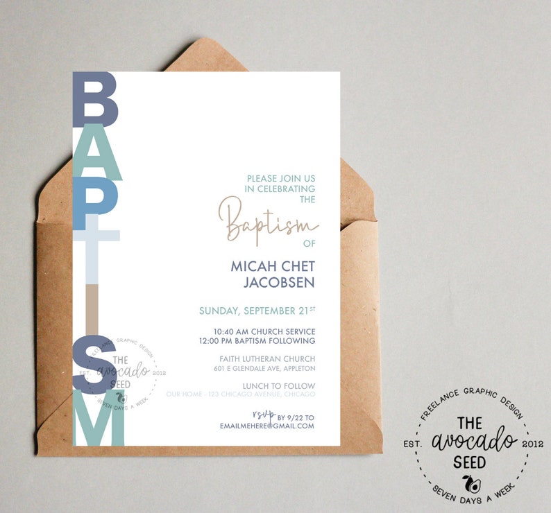 Modern Baptism boy Version Professional Prints or DIY - Etsy