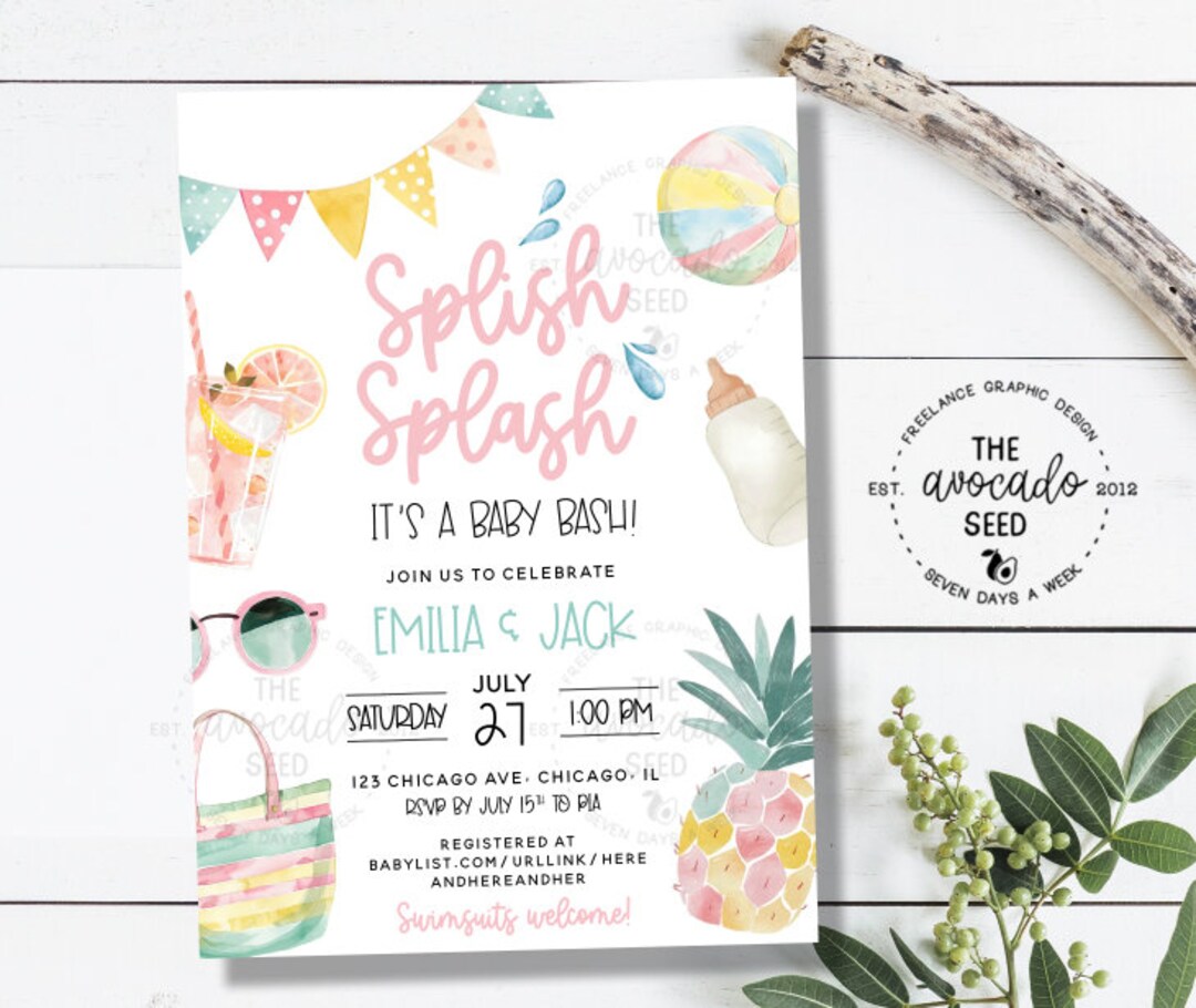 Splish Splash Beach Baby Shower Bash - Digital File or Prints - Etsy