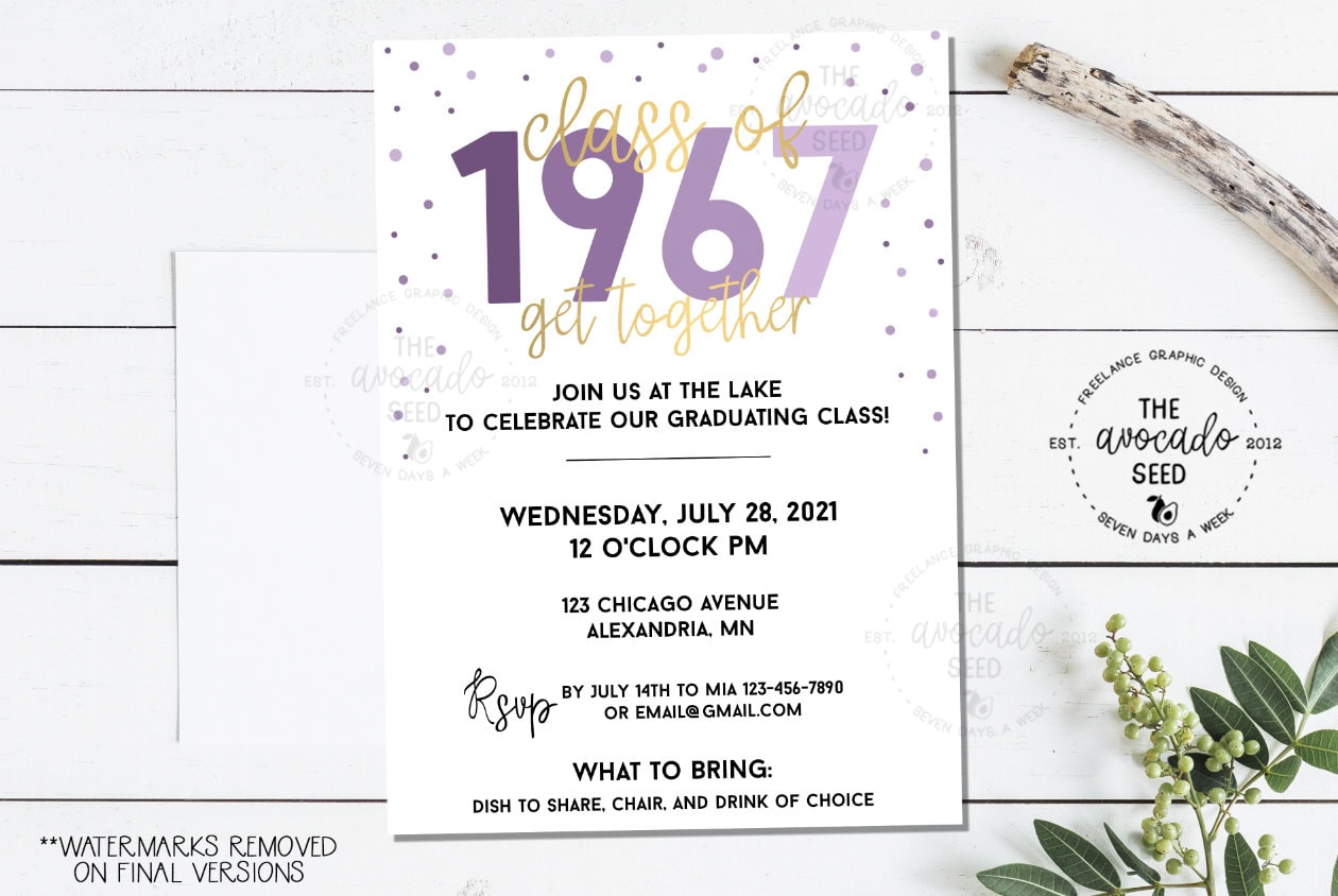 Class Reunion Get Together - Customize With School Colors - Digital ...