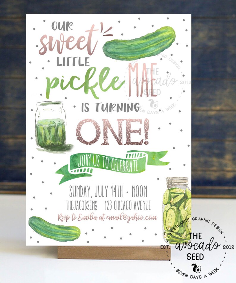 Sweet Little Pickle Birthday Party Invitation DIY Printing - Etsy