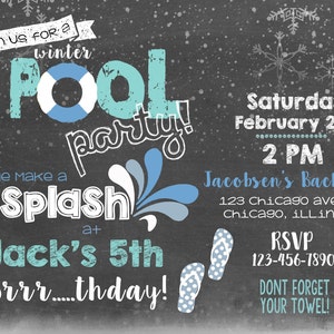 Winter Swim Pool Birthday Party Red or Blue (see Images) - DIY Printing ...
