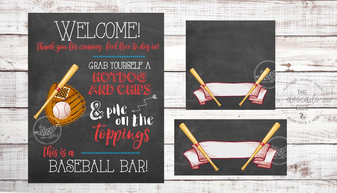 Baseball Bar Sign & Food Tents - INSTANT DOWNLOAD - Etsy