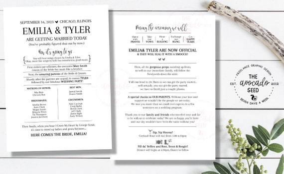 Funny Wedding Ceremony Programs 29 Unique Wedding Program Examples To