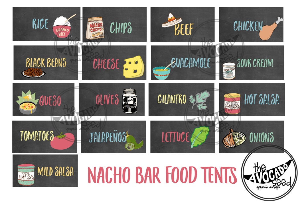 Loaded Nacho Bar Food Tents - PRINT Version (entire Set) - Etsy