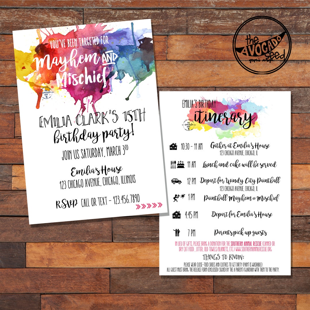 Paintball Birthday Party Invitation DIY Printing price - Etsy