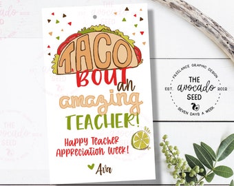 Taco Bout a Great Teacher, PRINTABLE Gift Tags, Teacher Gifts, Teacher ...