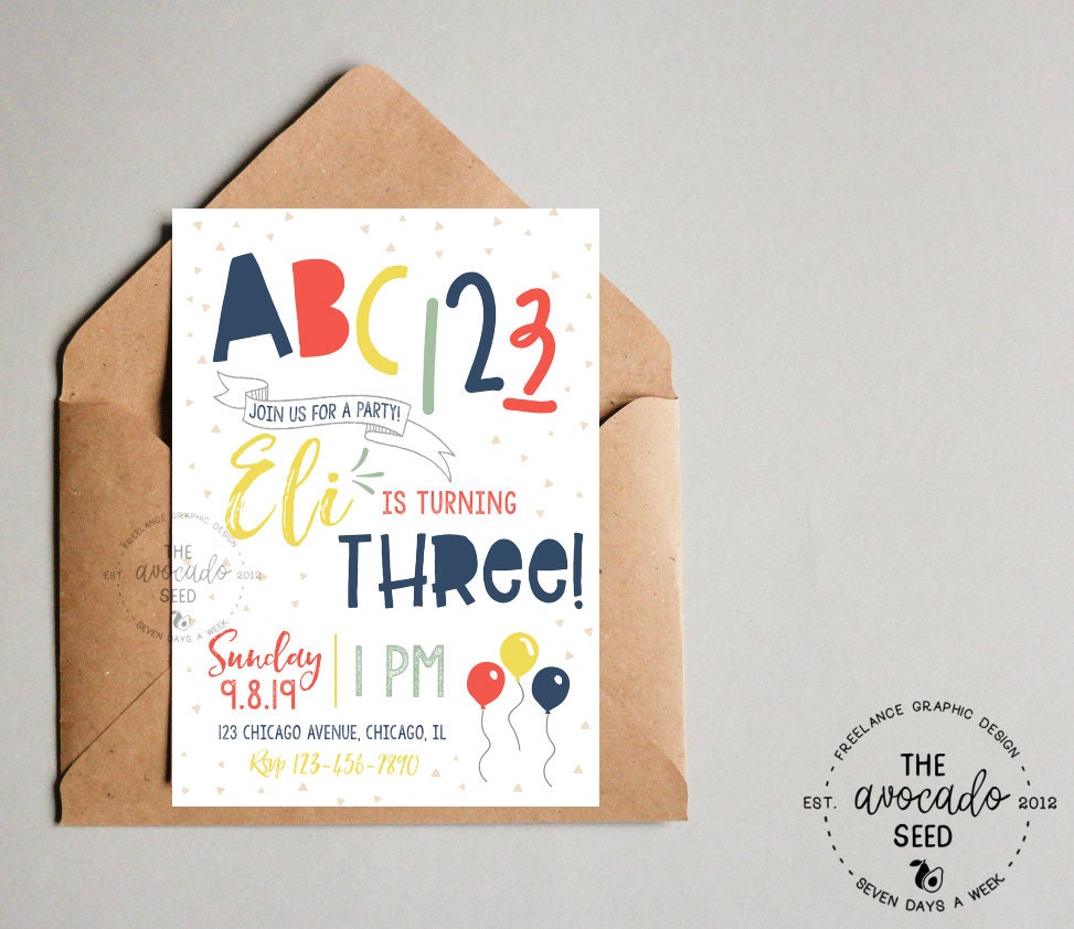 ABC Birthday or Any Event Invitation DIY Printing or | Etsy