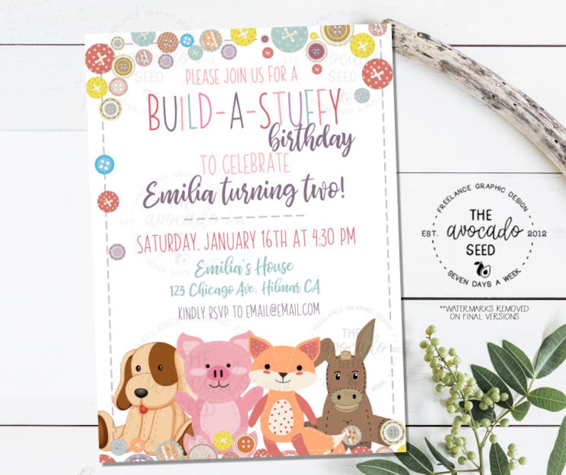 Build a Bear Inspired Birthday Invitation DIY or Prints - Etsy