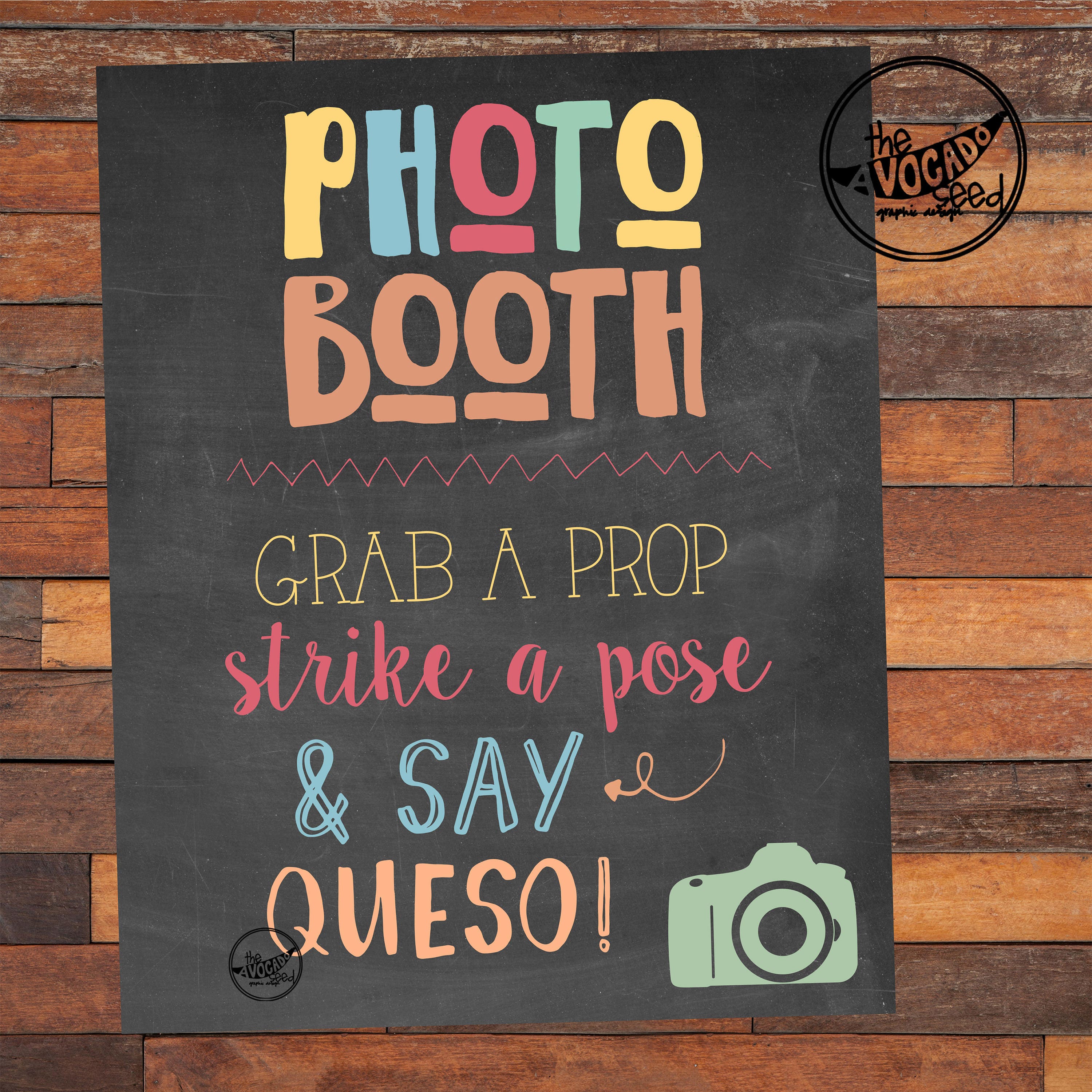 Say Queso! Fiesta Photo Booth Sign - DIY Printing - INSTANT DOWNLOAD ...