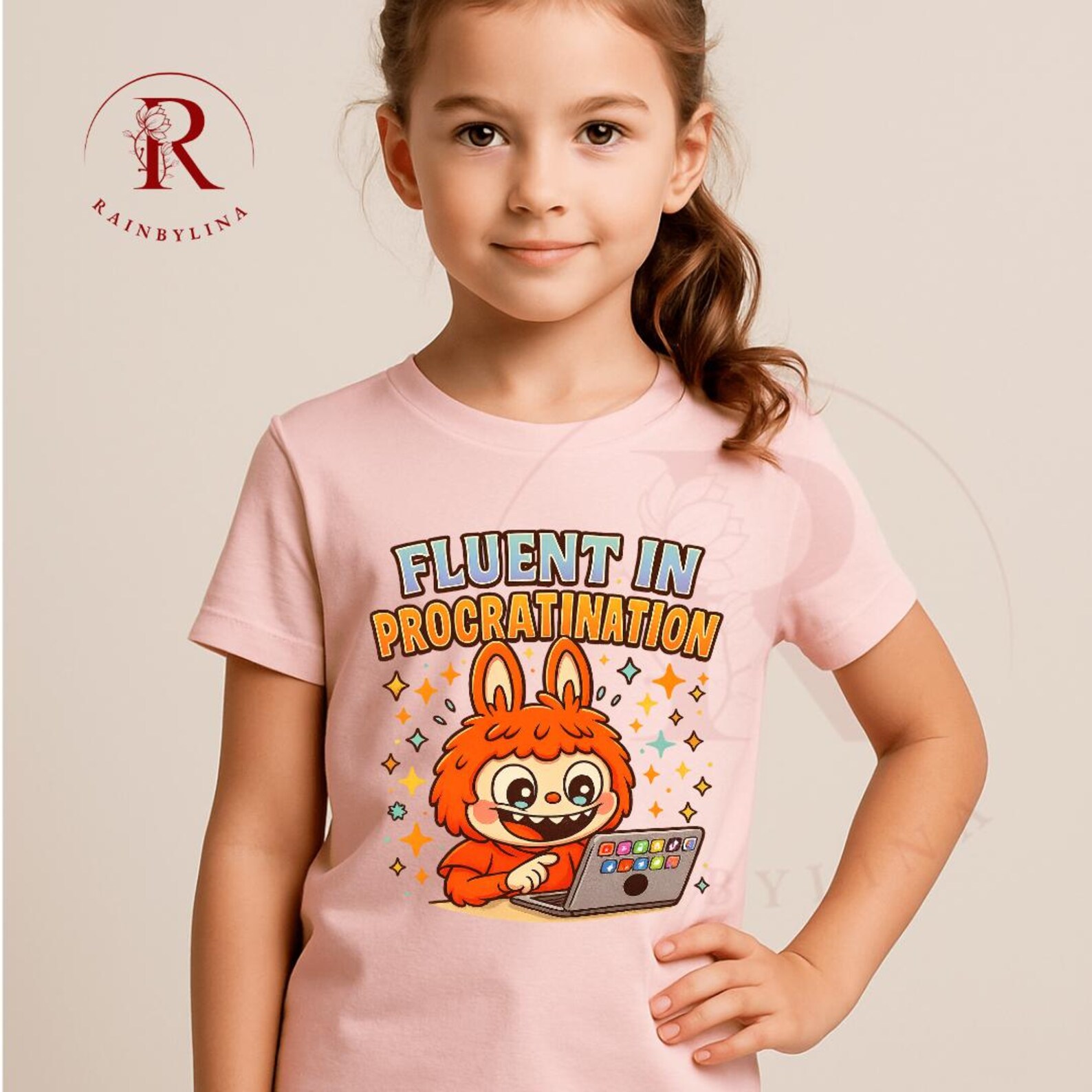 Fluent in Procrastination PNG , Cute Doll Laptop Clipart, Funny Study ...